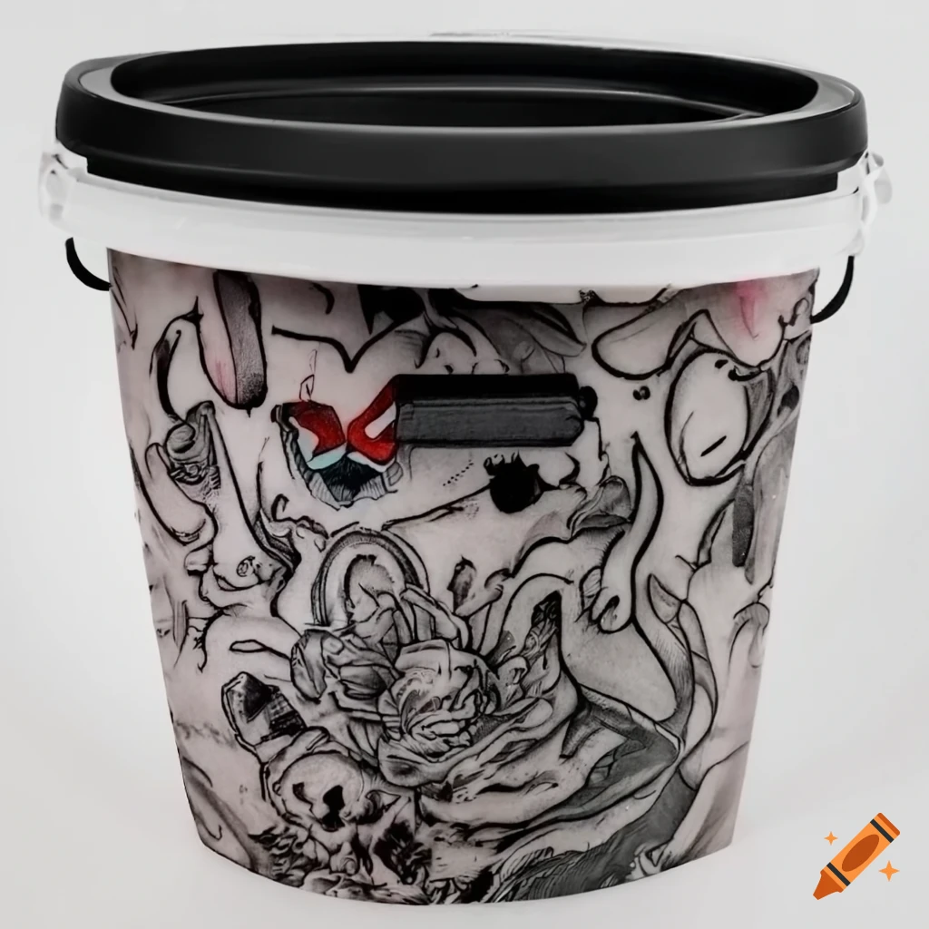 Tattoo flash of a plastic 5 gallon plastic bucket