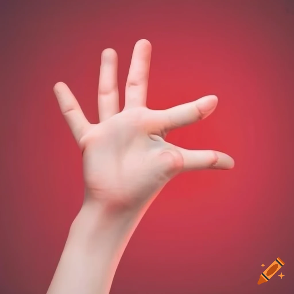 Hand making a sign with red background in three point light