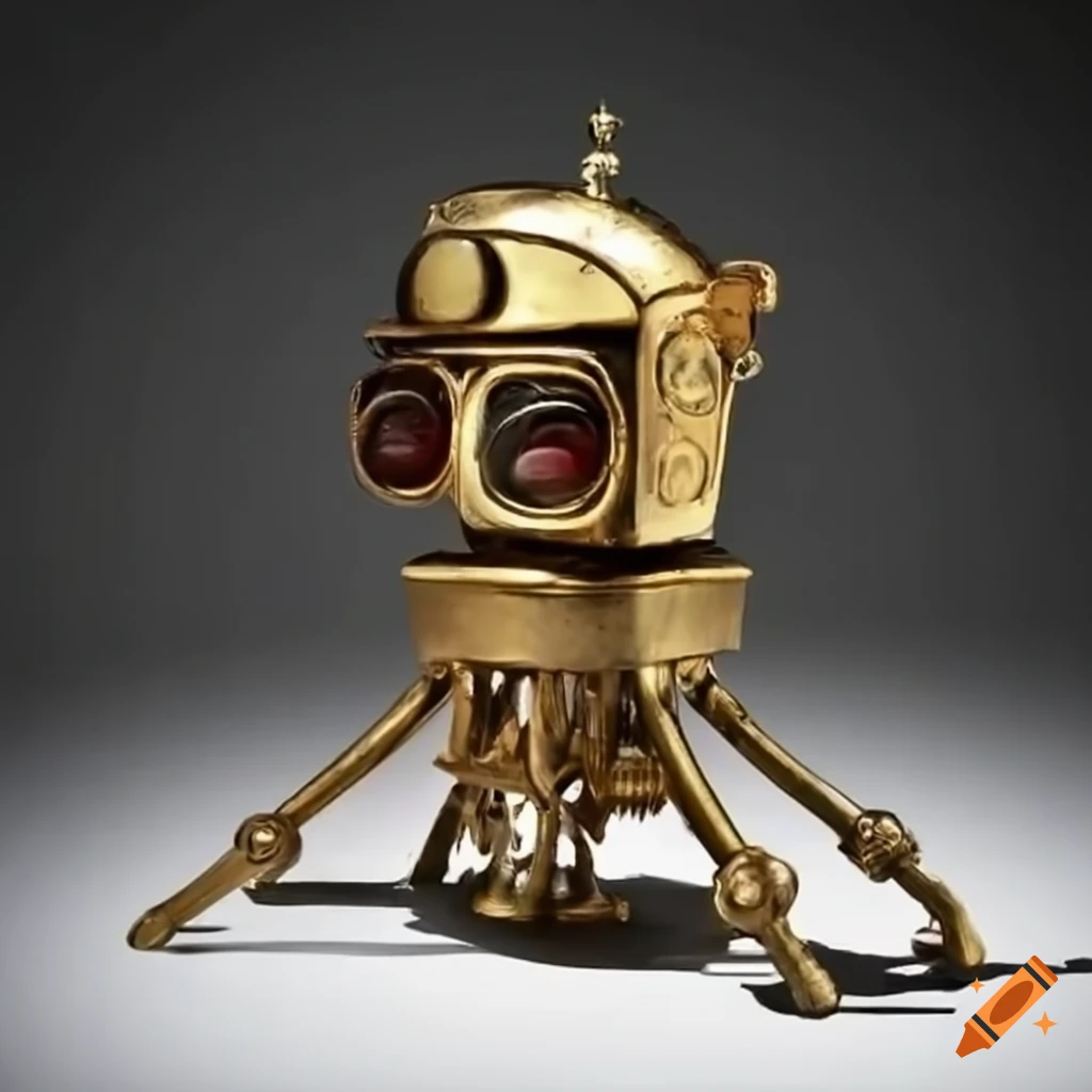 A cute side-kick automaton made of brass and mud on Craiyon