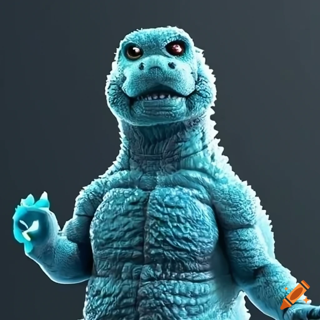 Godzilla makes friends with a gummy bear