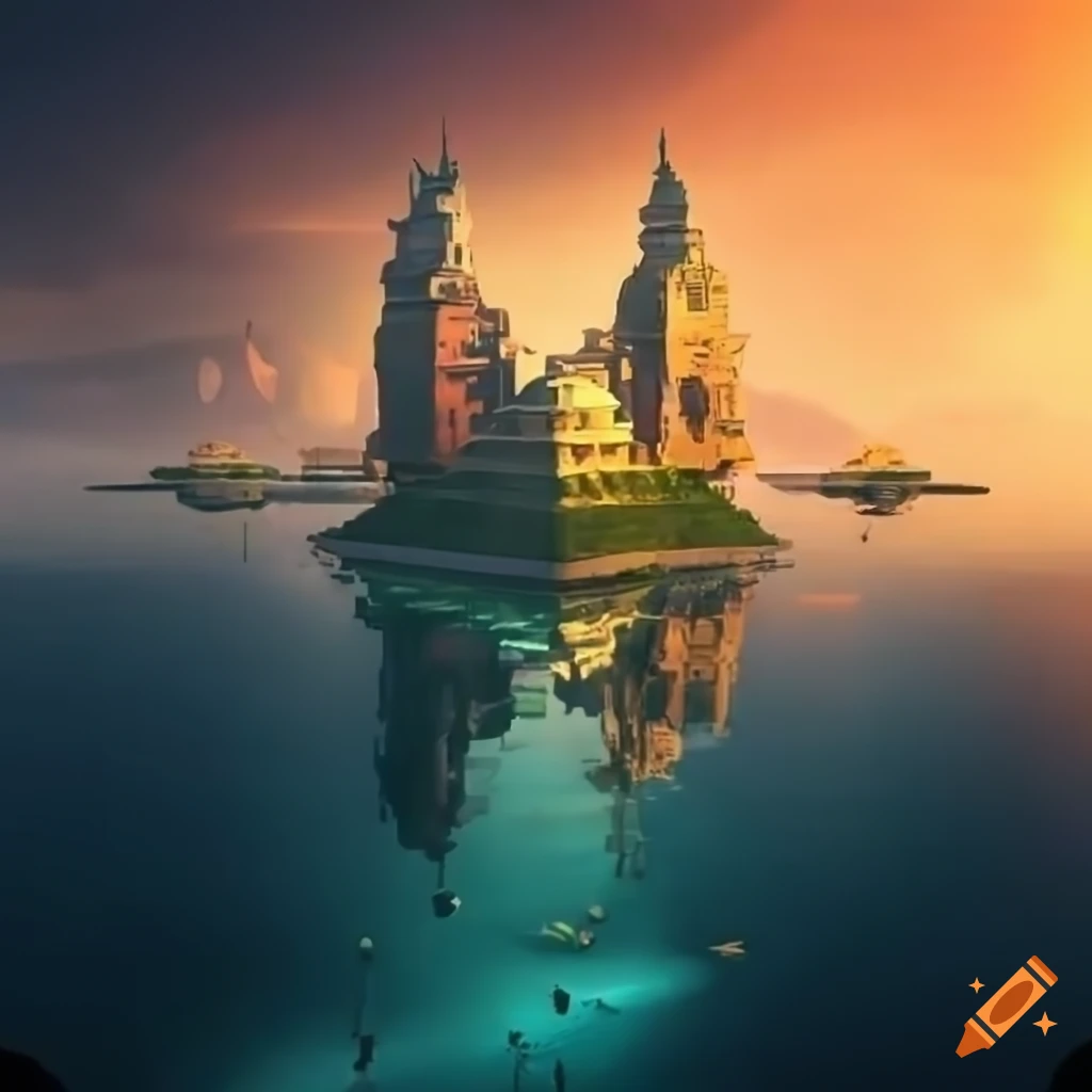 Up close, fantasy Aztec prehispanic city in the future Aztec skyscraper ...