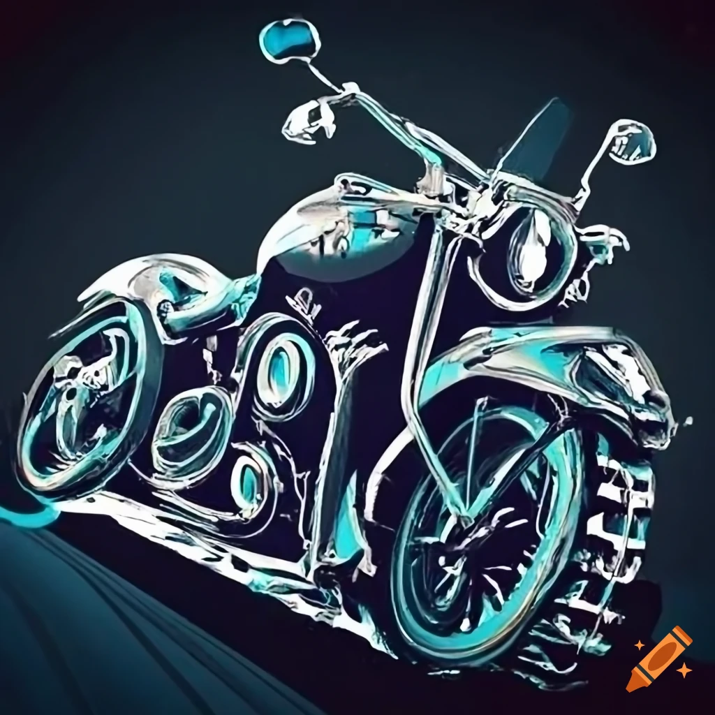 Motocycle on the road on Craiyon