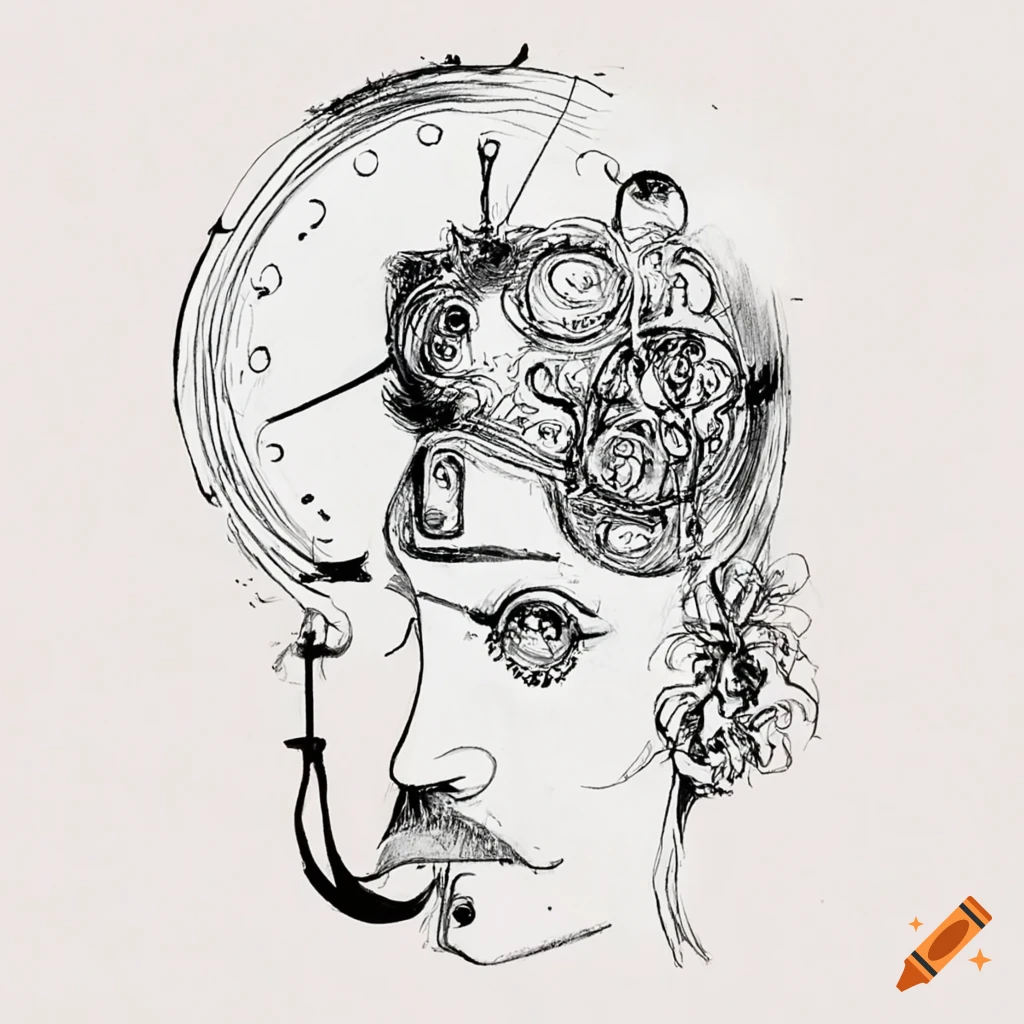 Time machine sketch inspired by salvador dali