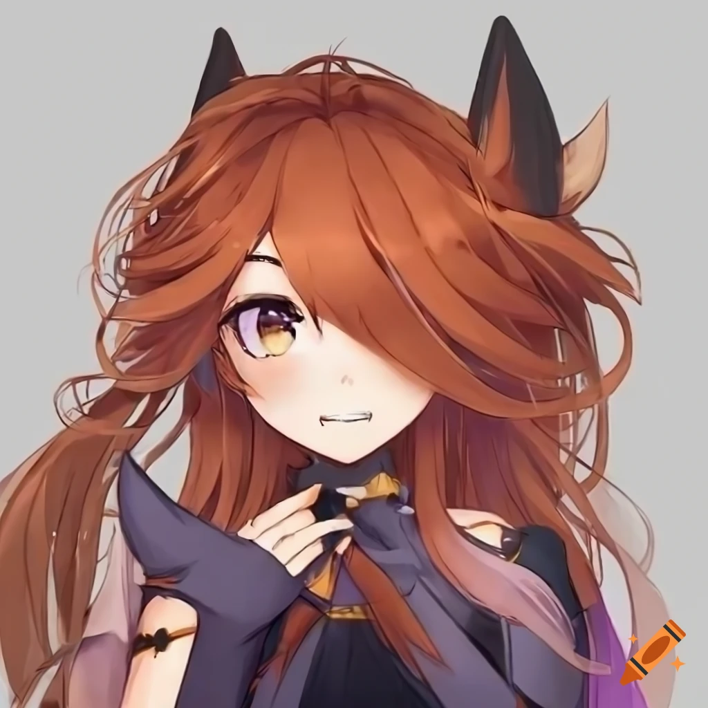 Giant fox witch vtuber, dark orange hair, big fluffy tail , cute,full ...