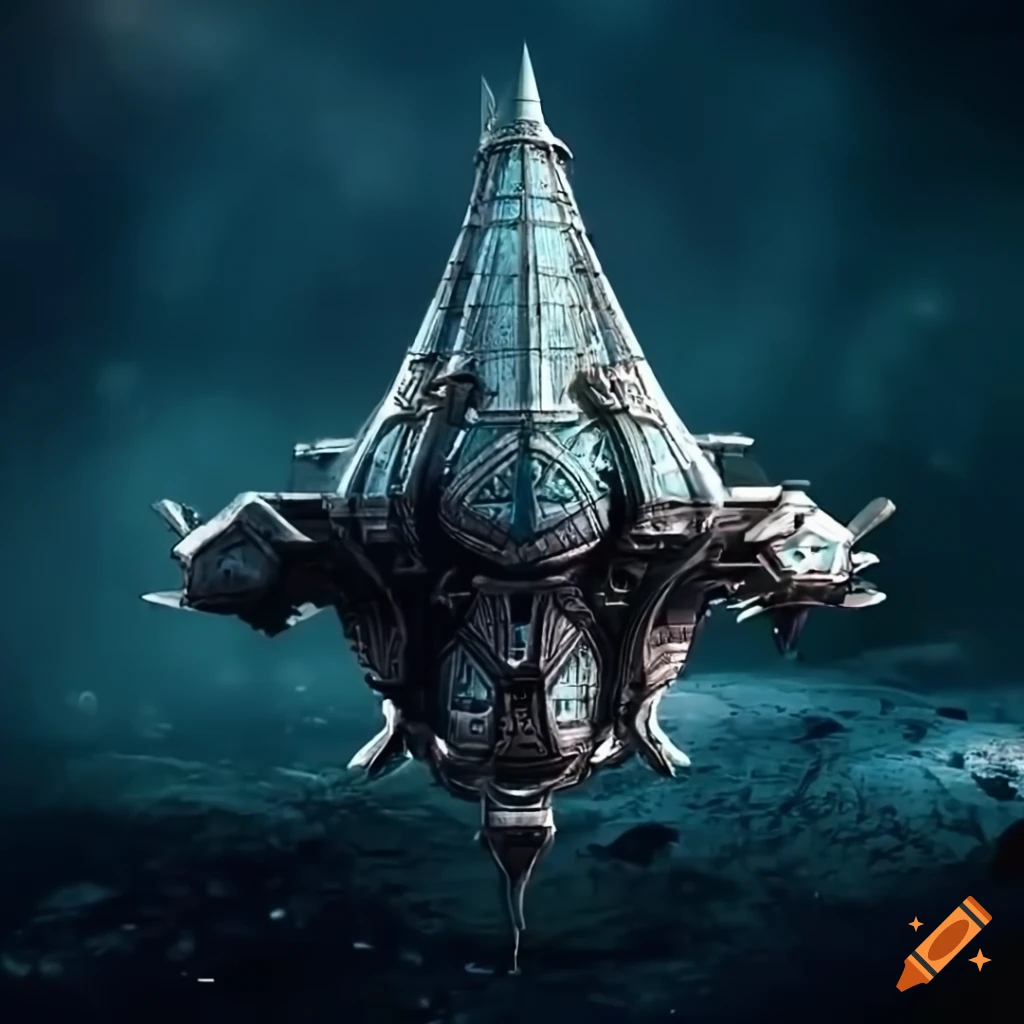 Neogothic gothic architecture spaceship in orbit space habitat 4k on ...