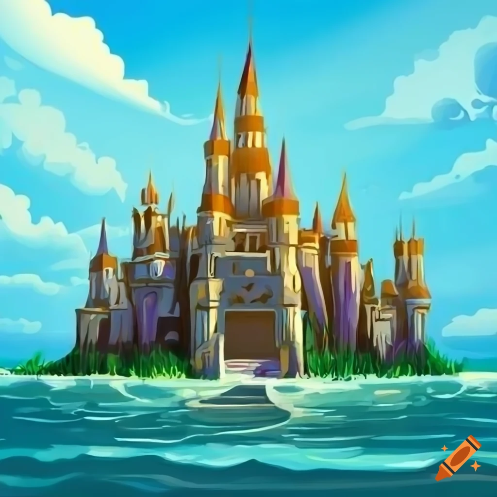 Cartoon palace illustration --ar_16:9 on Craiyon