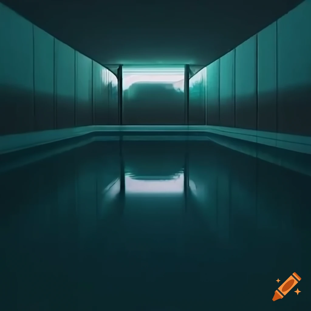 4K HDHigh quality liminal spaces, pool with no people on Craiyon
