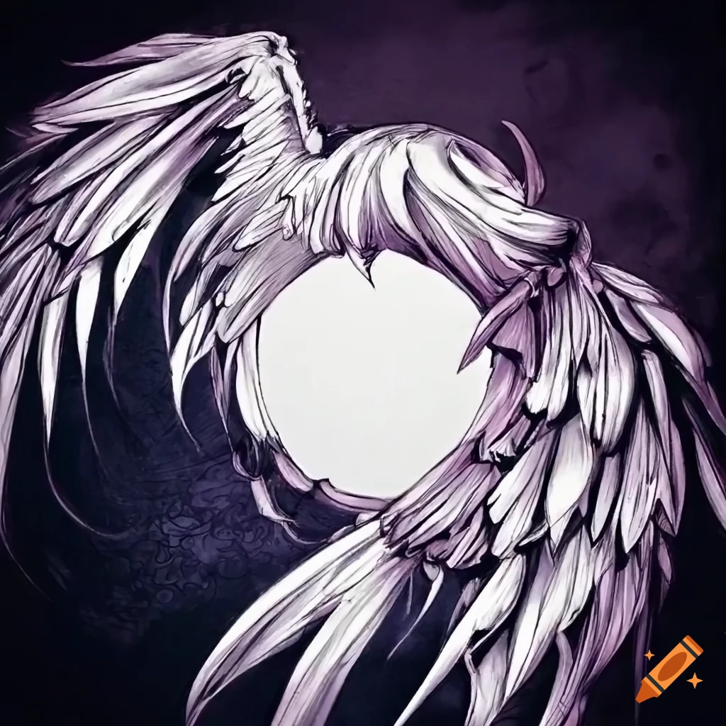 Logo drawing bw wings&books letters a on Craiyon