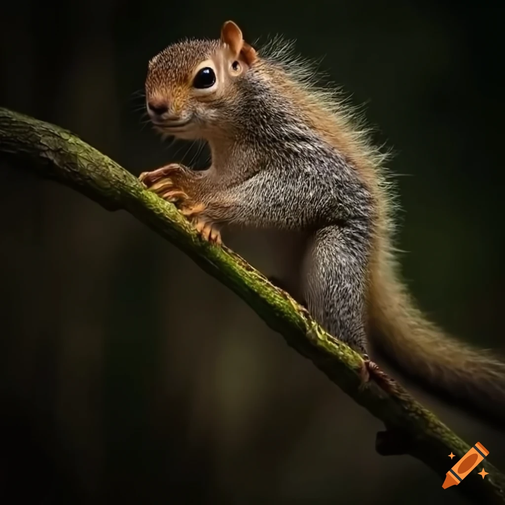 A whimsical hybrid striped forest creature inspired by both squirrels ...