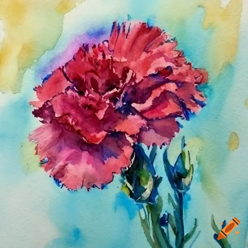Vibrant watercolor carnations, carnation flower, expressive, expressive ...
