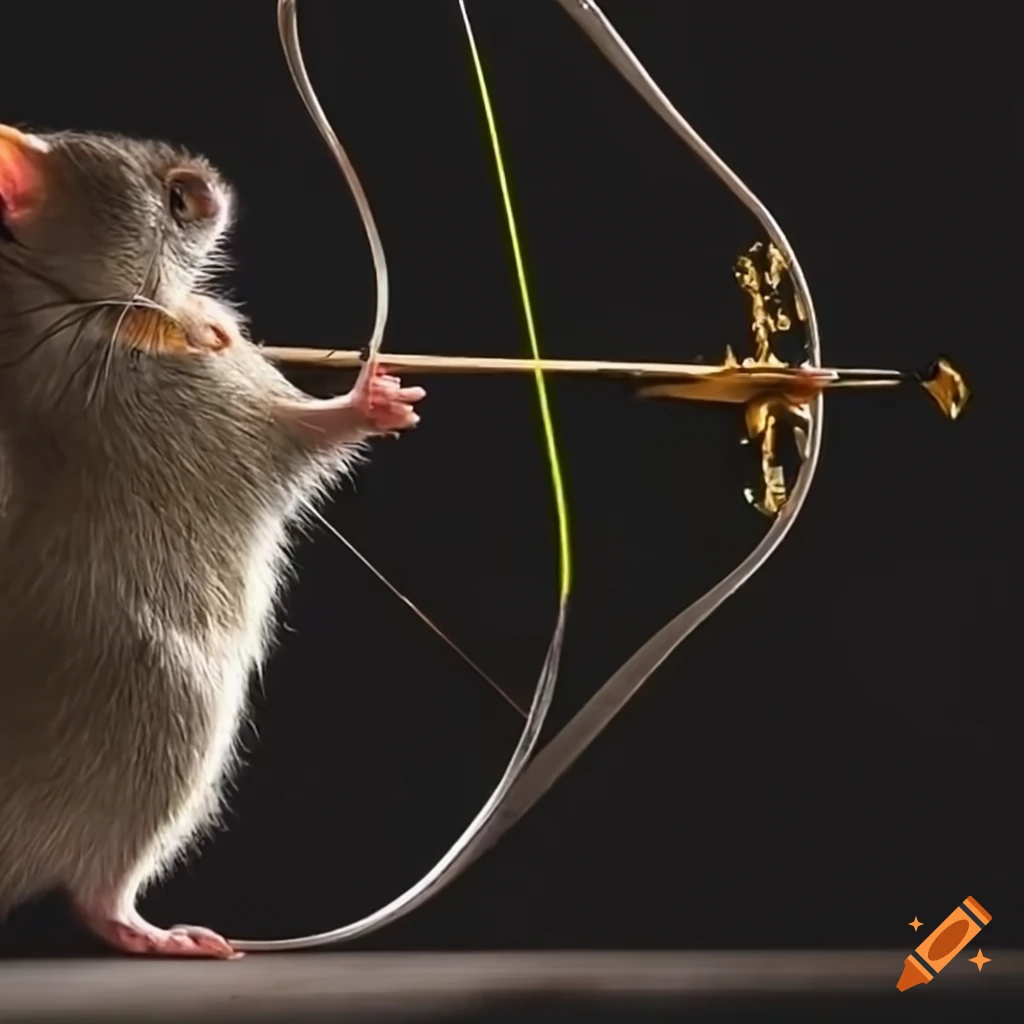 A rat standing upright wielding a bow and arrow