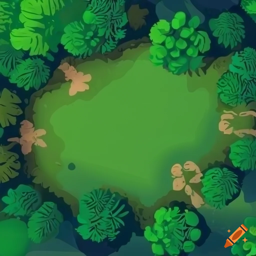 Top view, view from above, vector illustration, jungle, top of the ...