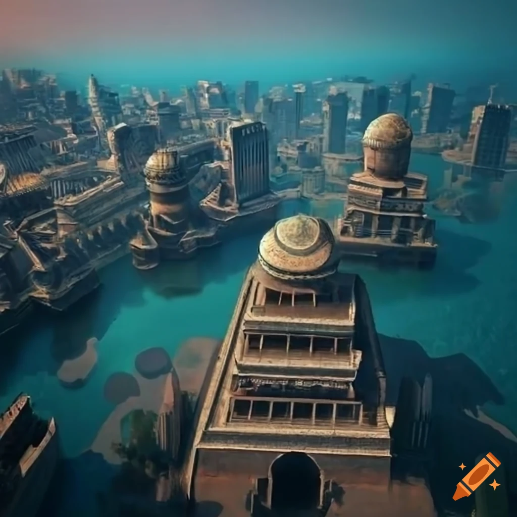 Top view from a large walled city similar to the city states of Babylon ...