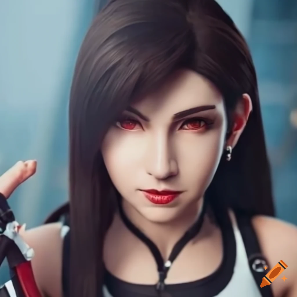 Tifa lockhart posing with the slovenian flag in cosplay on Craiyon