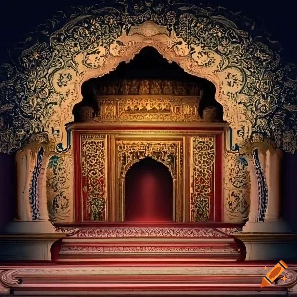 Illustration of an opulent chamber in an Indian palace on Craiyon