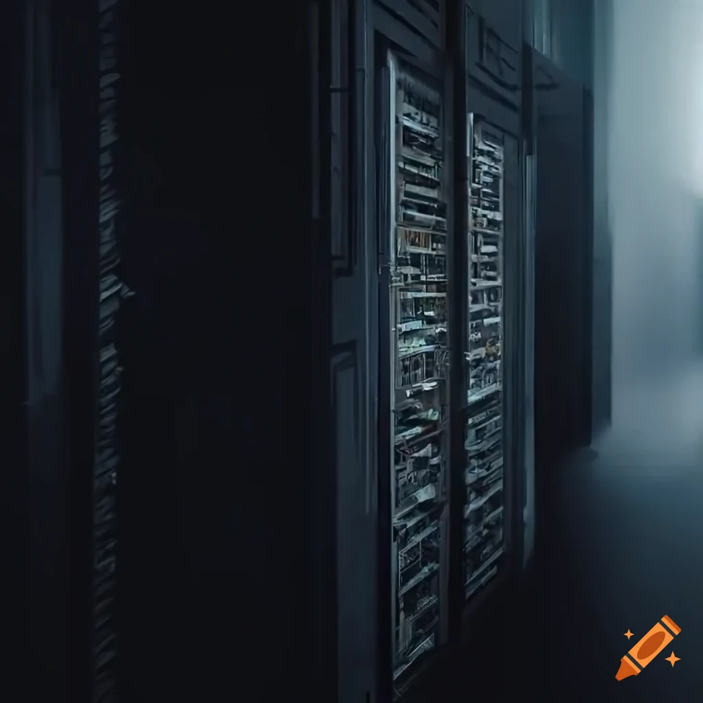Server room, dark,anime, Detailed, Realistic, Drawing, hyperrealistic ...