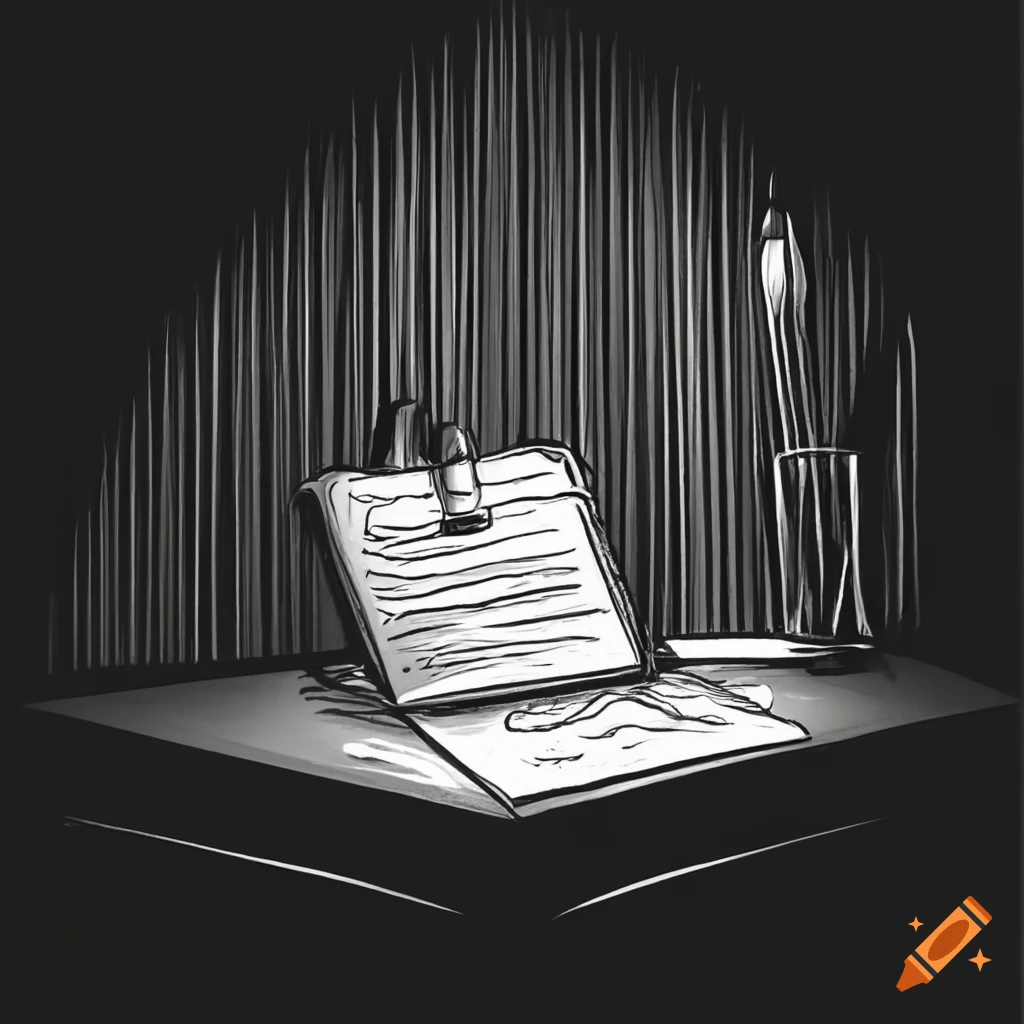 A small checklist notebook on a table in a big dark room