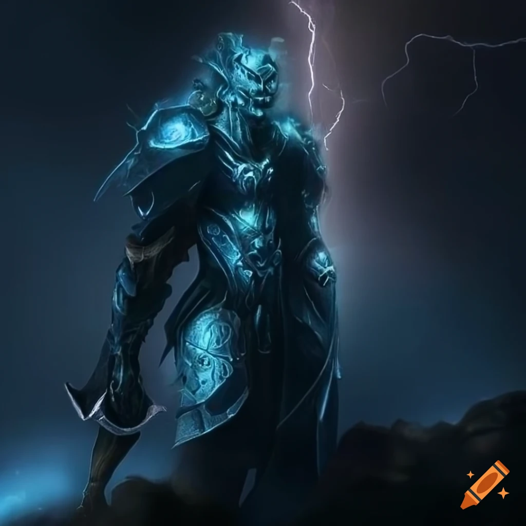 Dragonborn, blue scales, bronze eyes, blue scale mail, lightning and ...