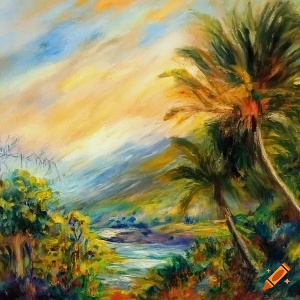 Hawaii landscape in renoir style oil painting