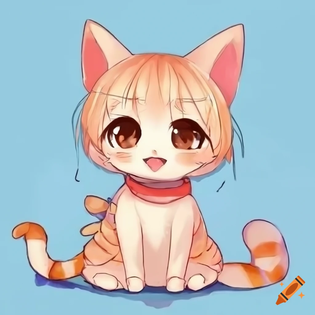 Cute 2d anime cat on Craiyon