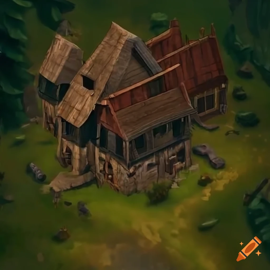 Old medieval phantasy style , farm ladscape in 2d games style on Craiyon