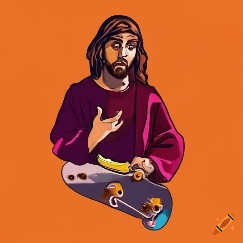 Drip jesus on a skateboard on Craiyon