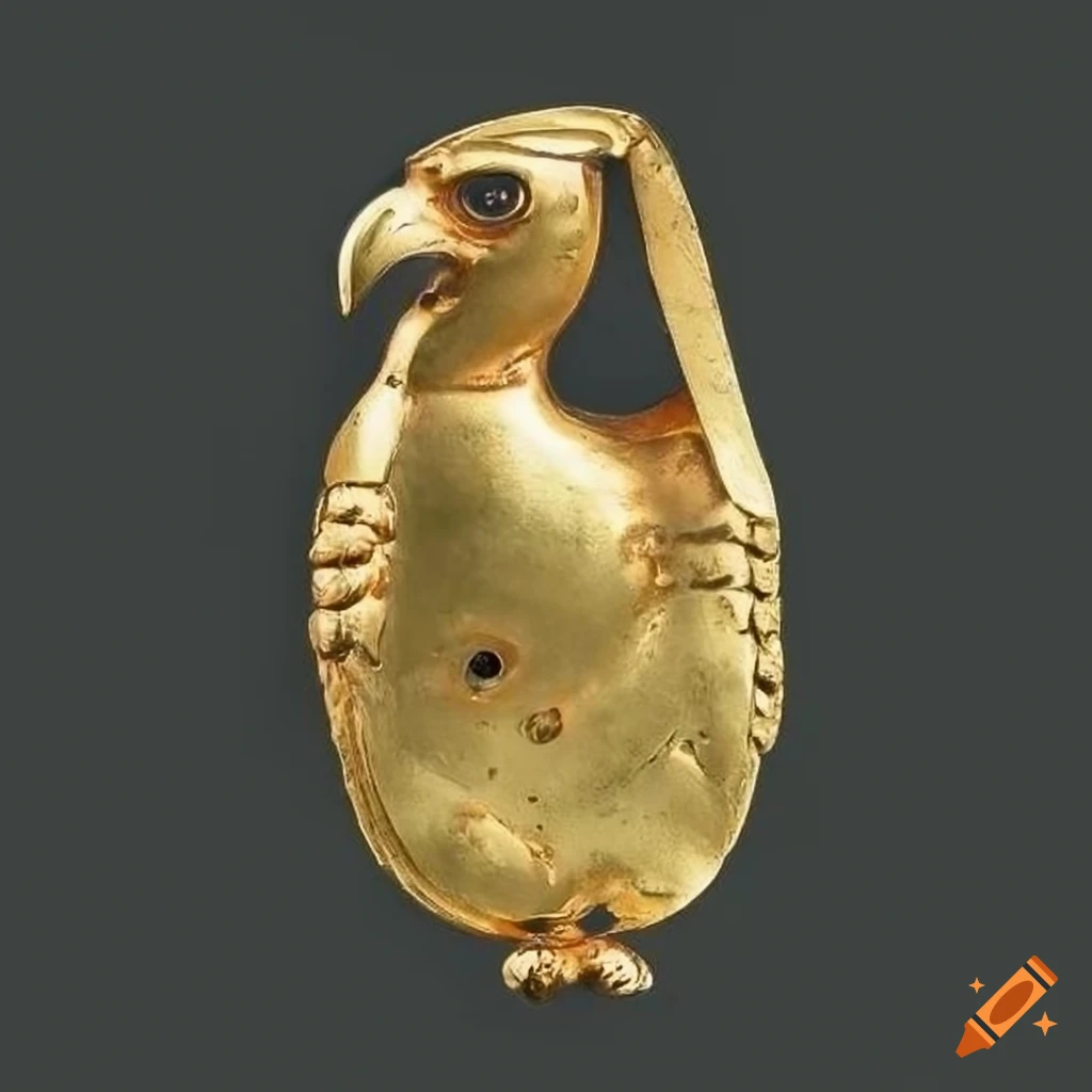 A gold scythian amulet of a soaring eagle