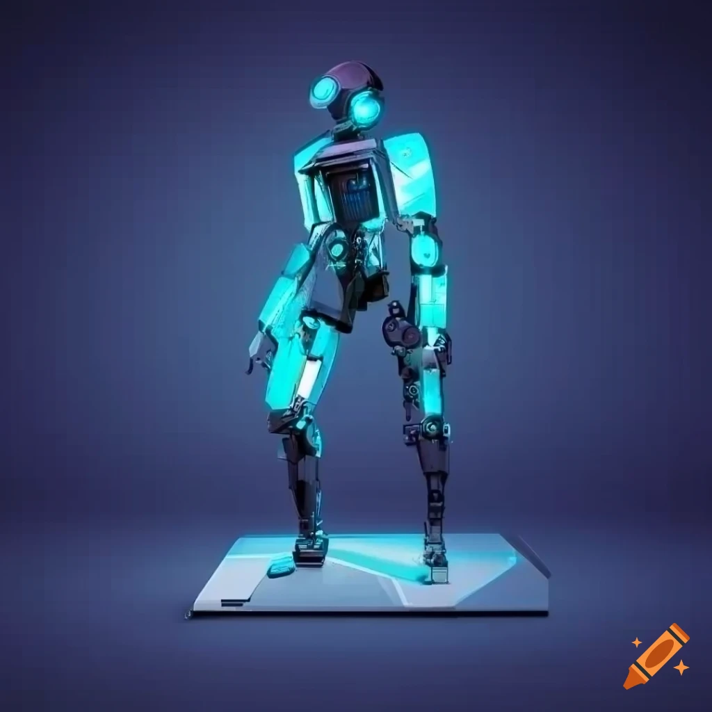 Futuristic robotic sculpture, rendered in a digital art style
