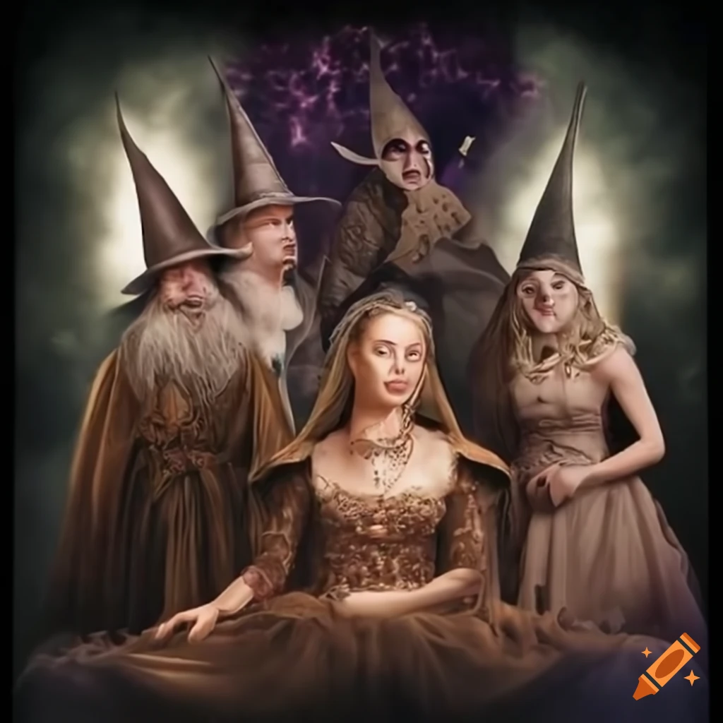 Create the photo of a large group of witches and wizards with many ...