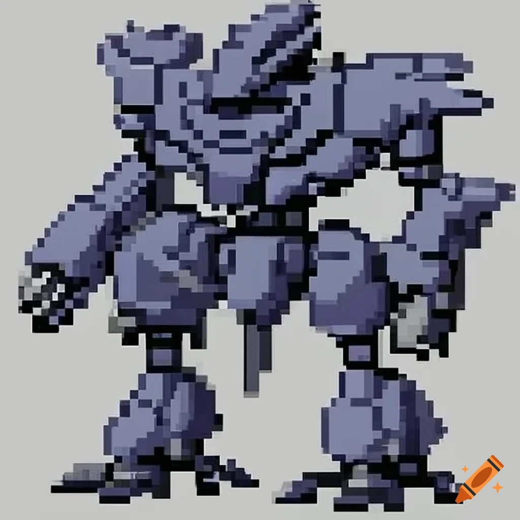 Pixel art armored core mecha no background