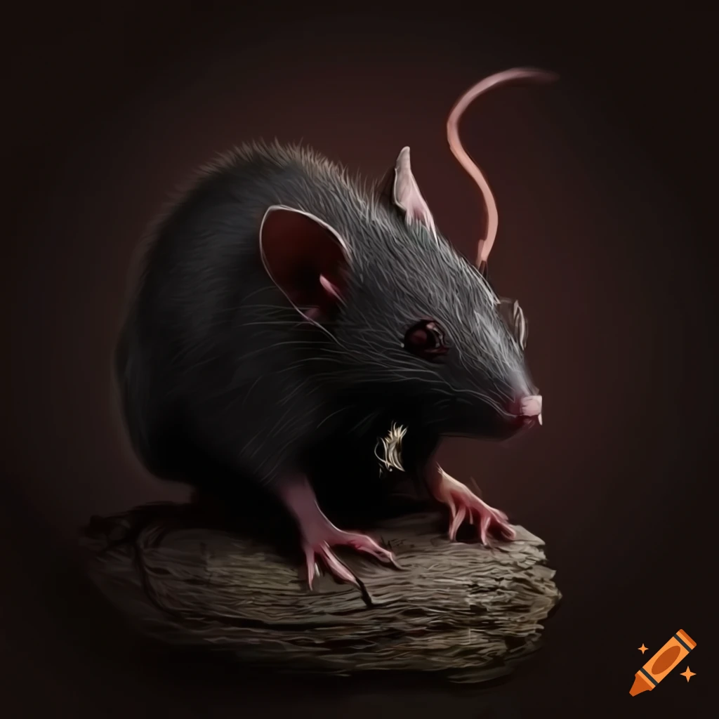 A black fantasy rat on Craiyon