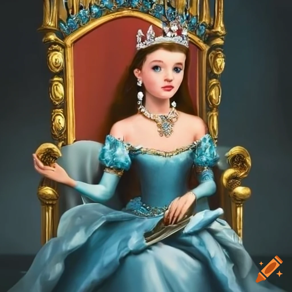 Young princess wearing a tiara sitting on a throne