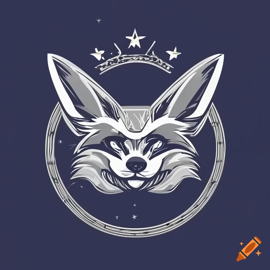Clean stylized graphic, faded bottom, cyber fennec fox mascot headshot ...