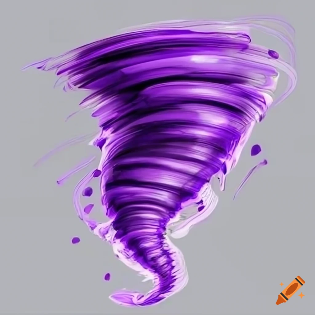 A large bright purple tornado on a white background