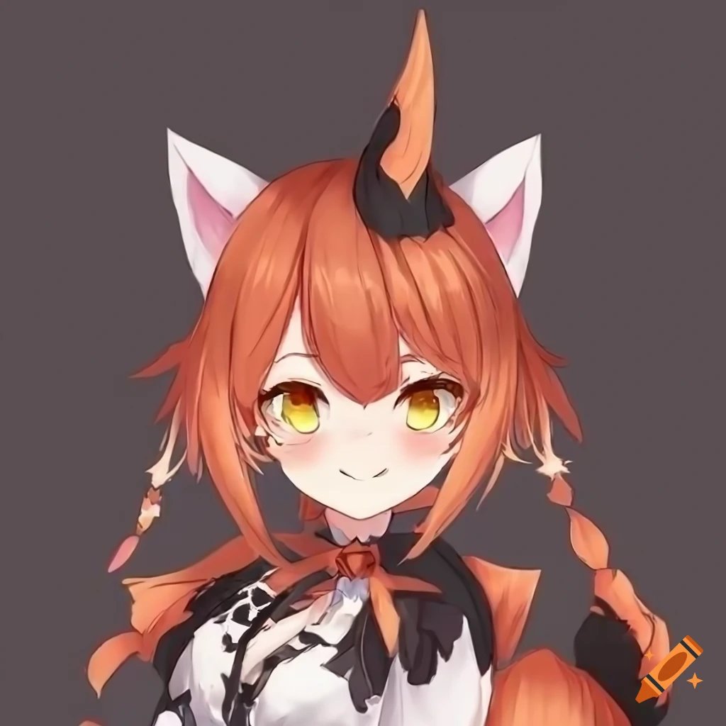 Giant Fox Witch vtuber, Dark orange Hair, Big Fluffy Tail , Cute,Full ...