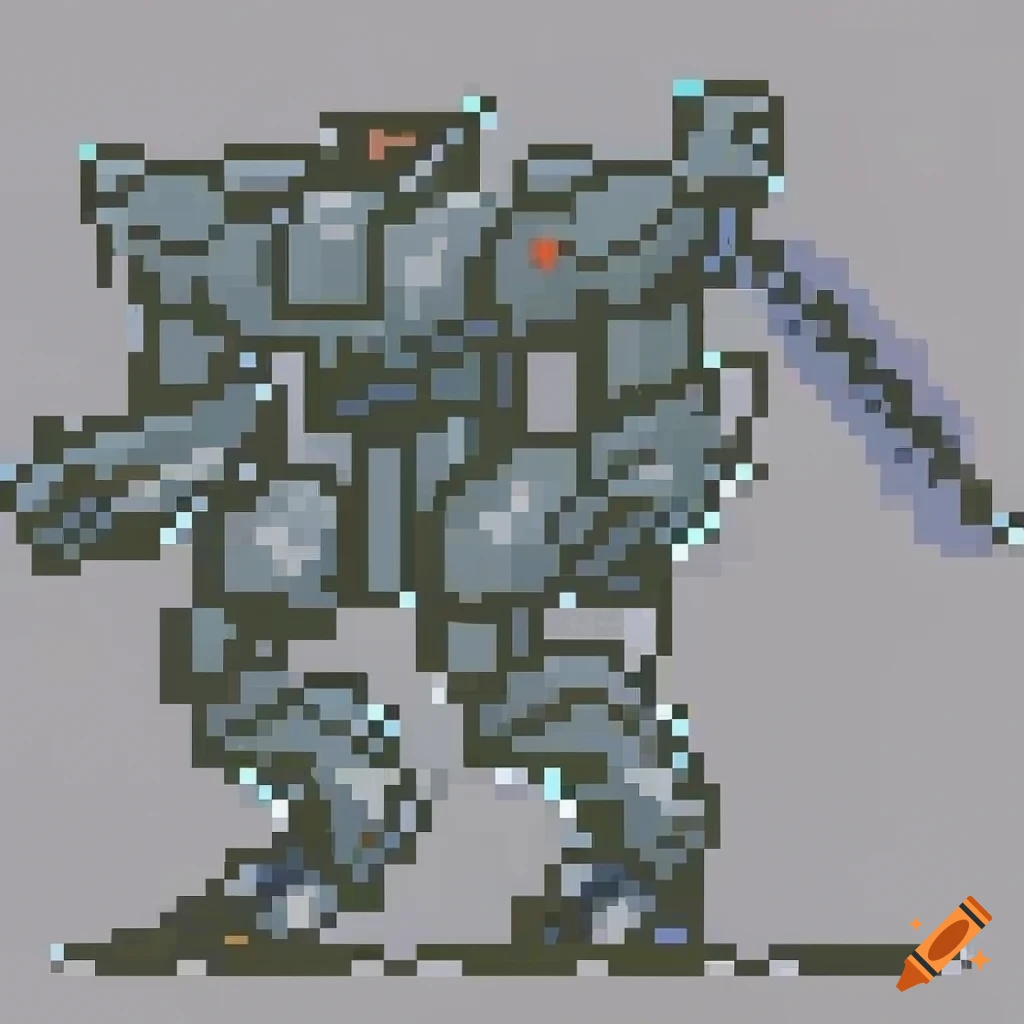 Pixel art armored core mecha no background
