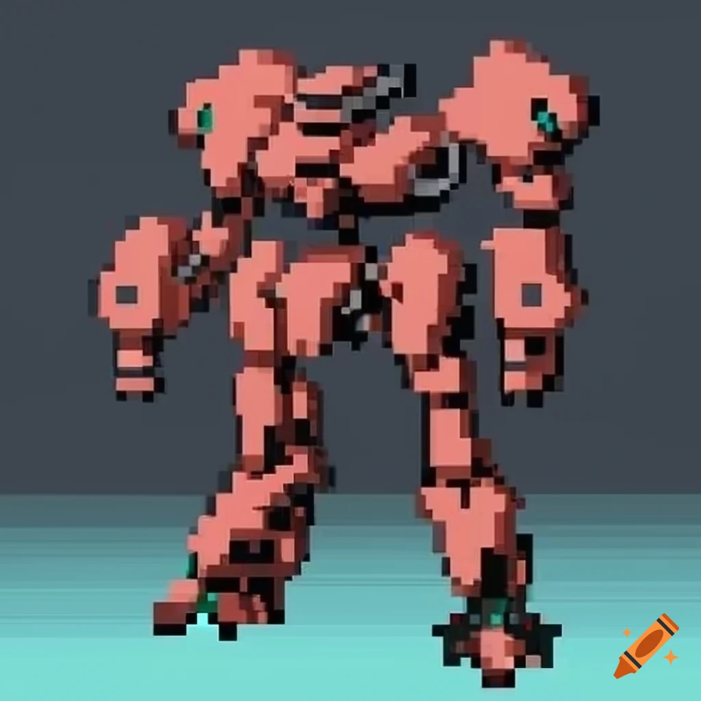 Pixel art armored core mecha no background