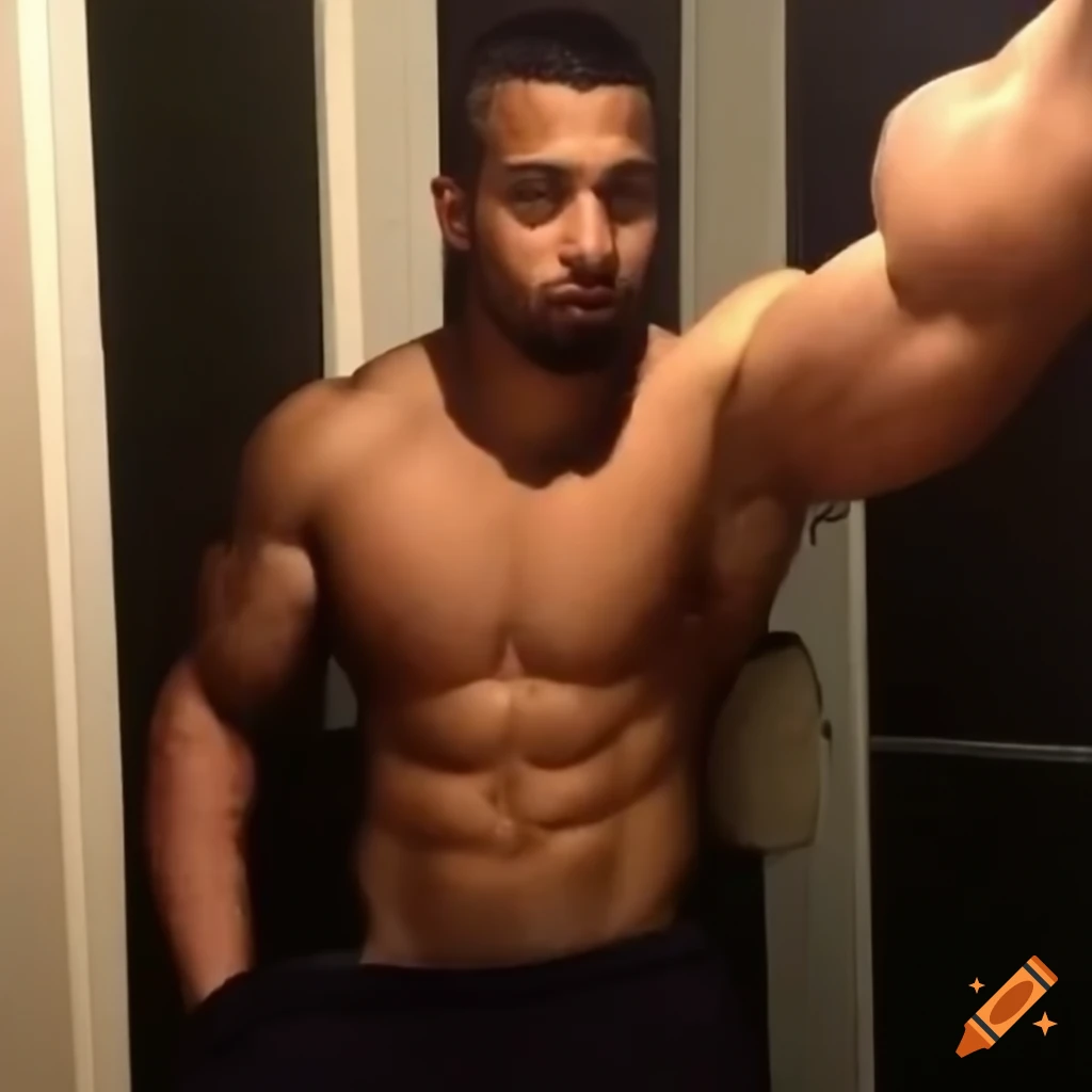 Manly masculine macho buff (racially ambiguous) bodybuilder, masculine rugged face, video cam ...