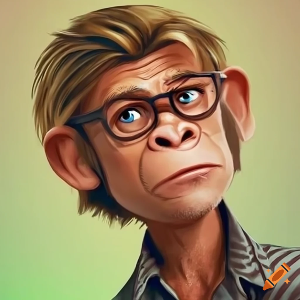Brad pitt as a cartoon chimpanzee on Craiyon