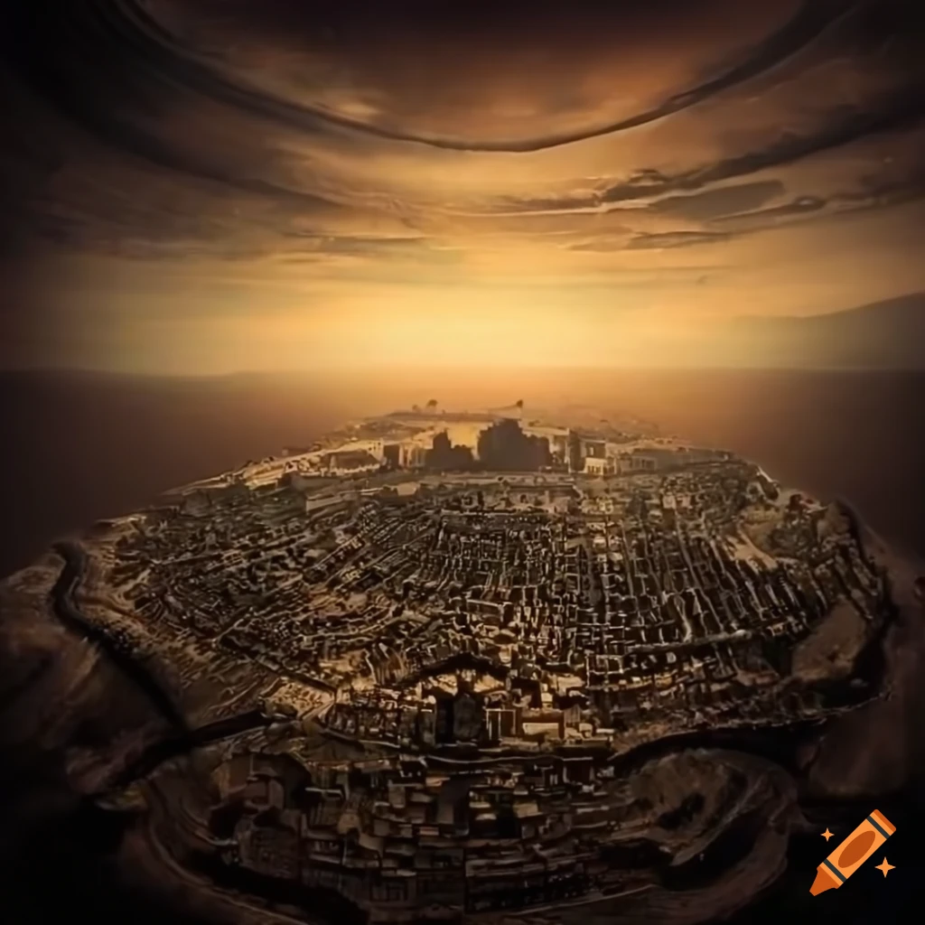 Bird's eye view from the haradrim city, sided by the sea of Rhûn in the ...