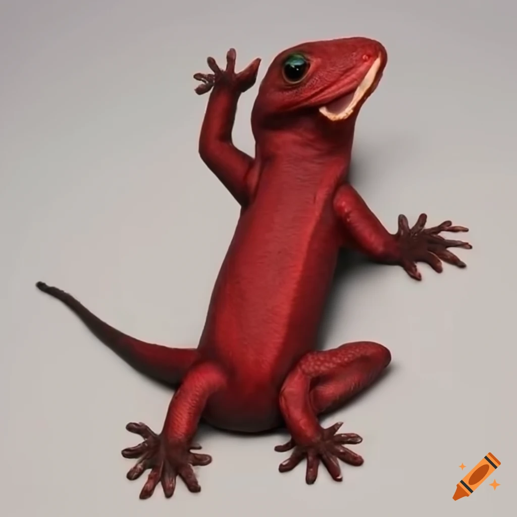 Dark-red dog sized dog shaped lizard, full length portrait