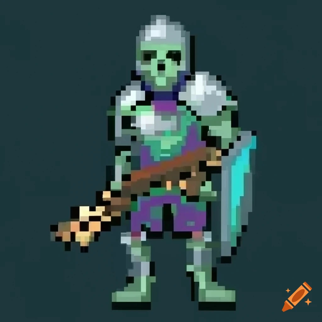 Pixel art Zombie Knight on Craiyon