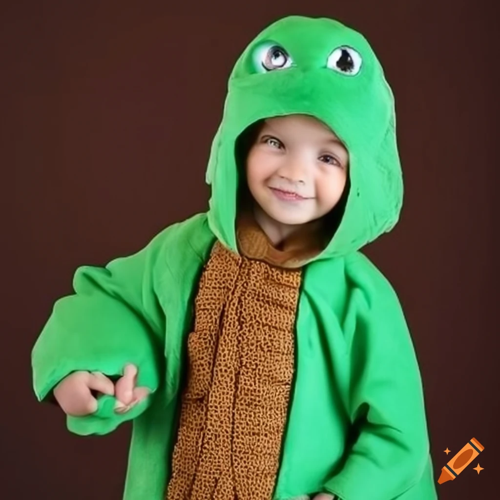 Child wear turtle costume on Craiyon