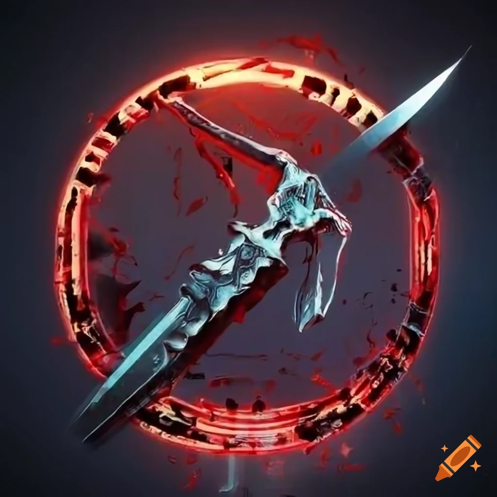 Create a hero emblem with representation of justice, blood and liberty ...