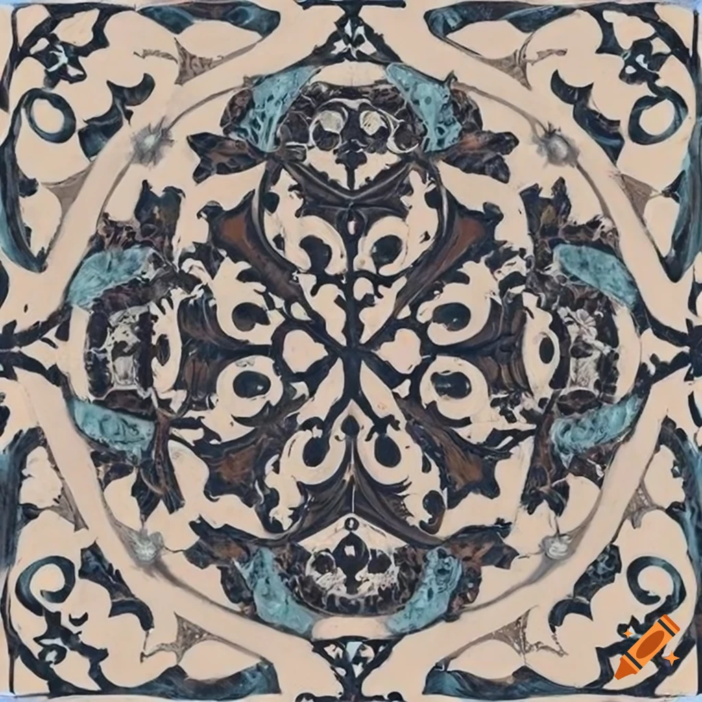 Gothic ornament floor tile round on Craiyon