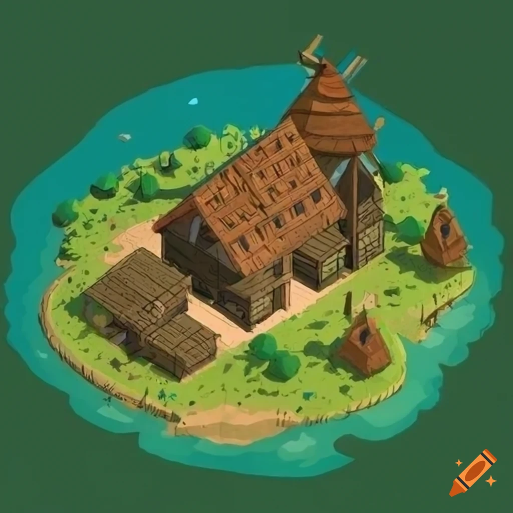 Isometric view of a medieval tilemap with tiny windmills, a tiny river, tiny trees and tiny huts ...