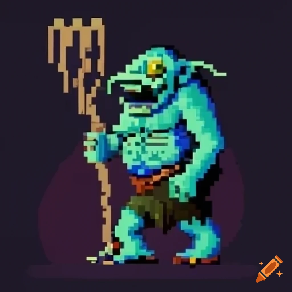 Pixel art scary troll on Craiyon