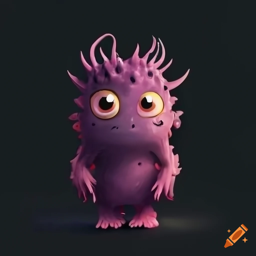 Cute kid monster in black background, 4k, highly detailed on Craiyon