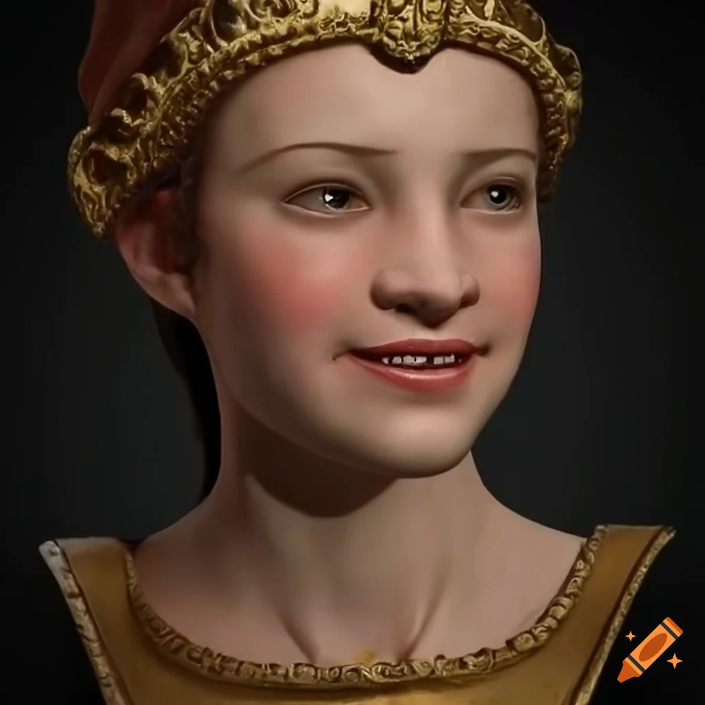 A medieval princess smiling bust