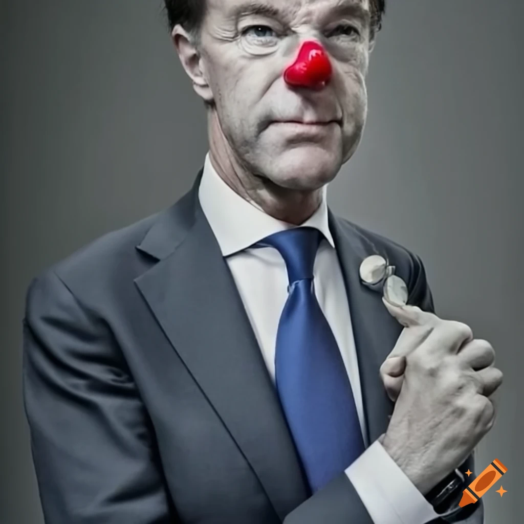 Mark rutte with clown nose, ferrotype